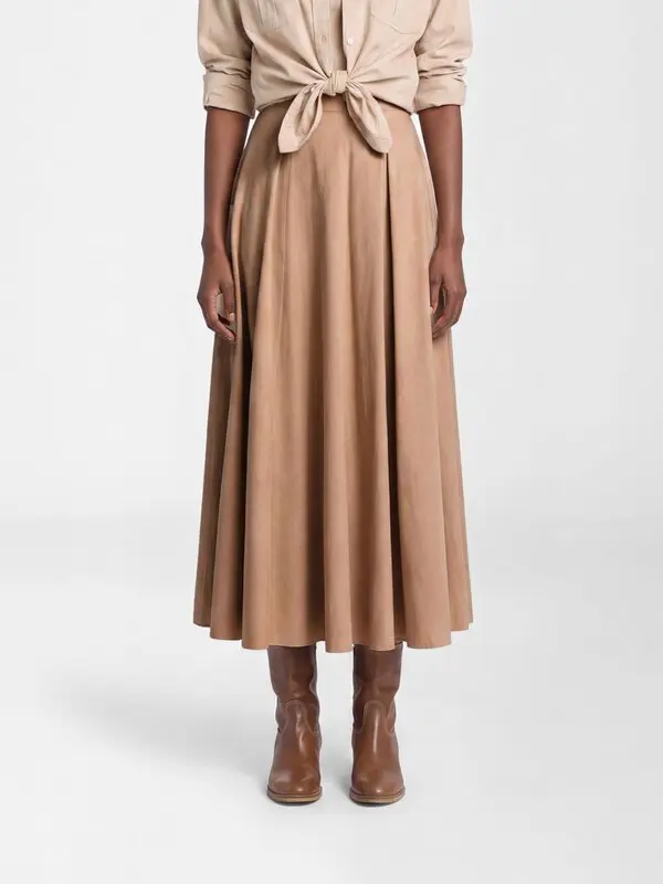 FAY Pleated Midi Skirt - Beige