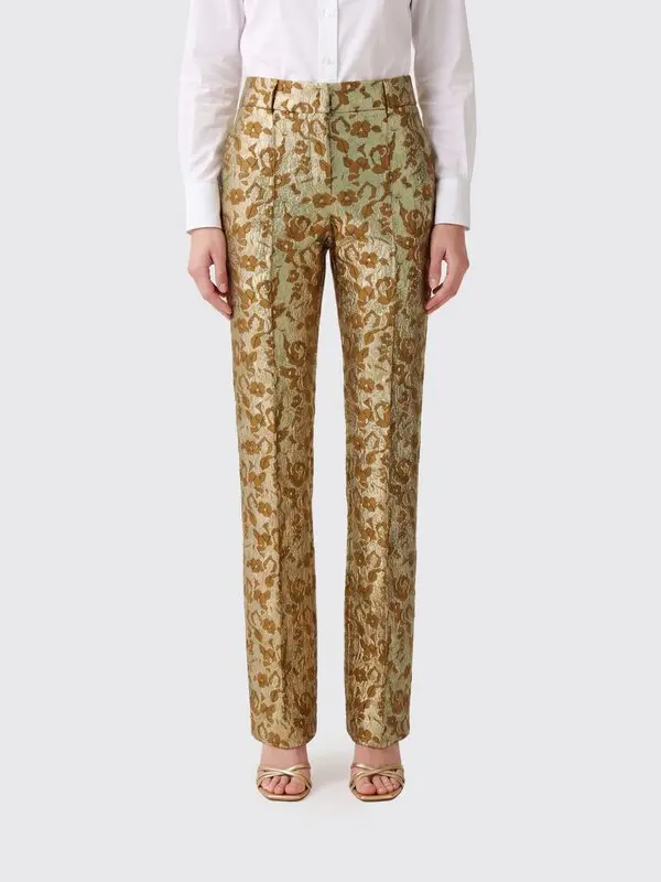 DES_PHEMMES Abstract Jacquard Straight-leg Trousers - Gold
