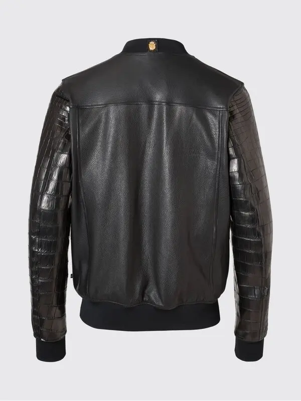 BILLIONAIRE Crocodile And Nappa Leather Bomber Jacket With Snap Buttons