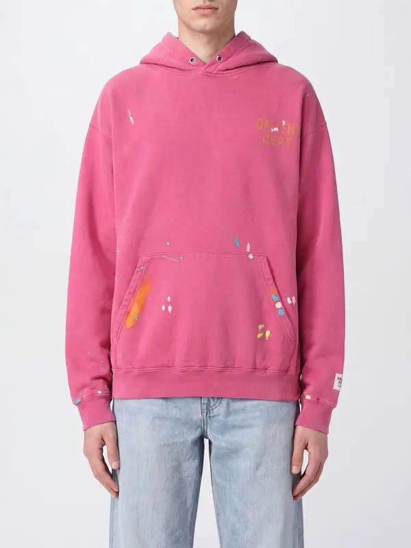 GALLERY DEPT. Relaxed Fit Cotton Logo Print Hooded Sweatshirt - Red