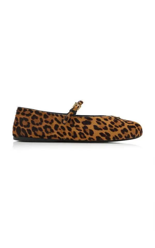 Prada Ballerina Leather Flats - Animal