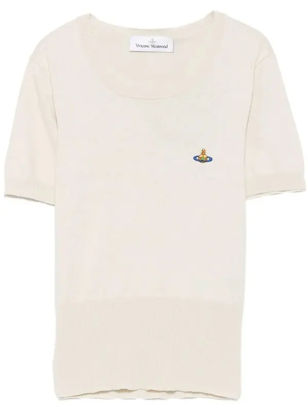 VIVIENNE WESTWOOD Top Bea Short Sleeve With Orb Embroidery - White