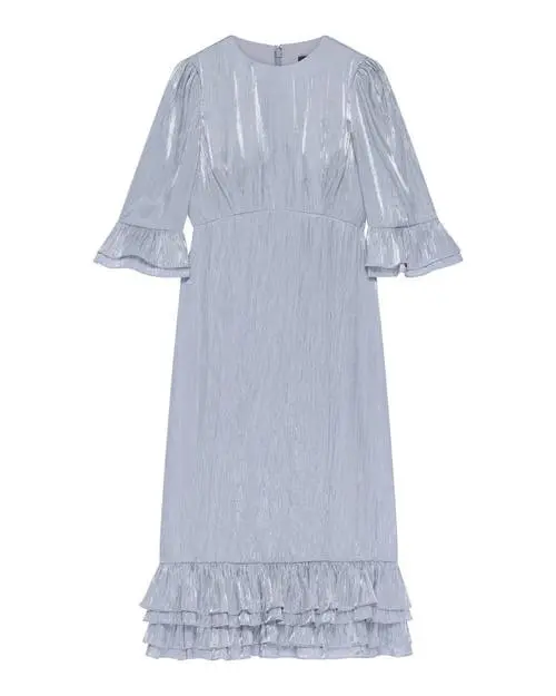 Mint Velvet Metallic Ruffle Sleeve Midi Dress