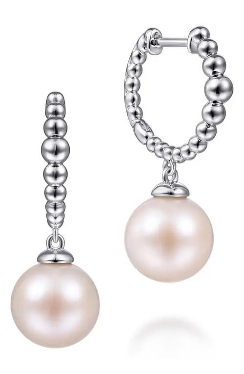 GABRIEL & CO. Bujukan Pearl Drop Huggie Hoop Earrings - Sterling Silver