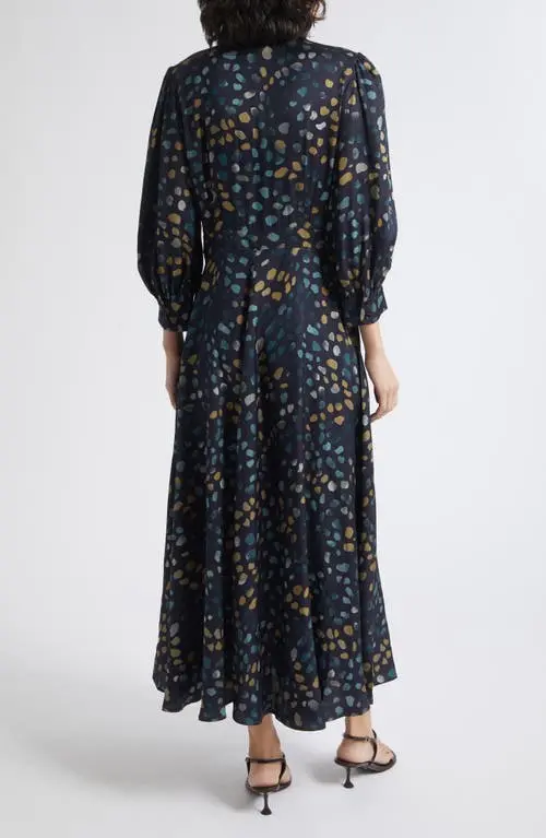 Marella Painted Spot Tie Neck Midi Dress