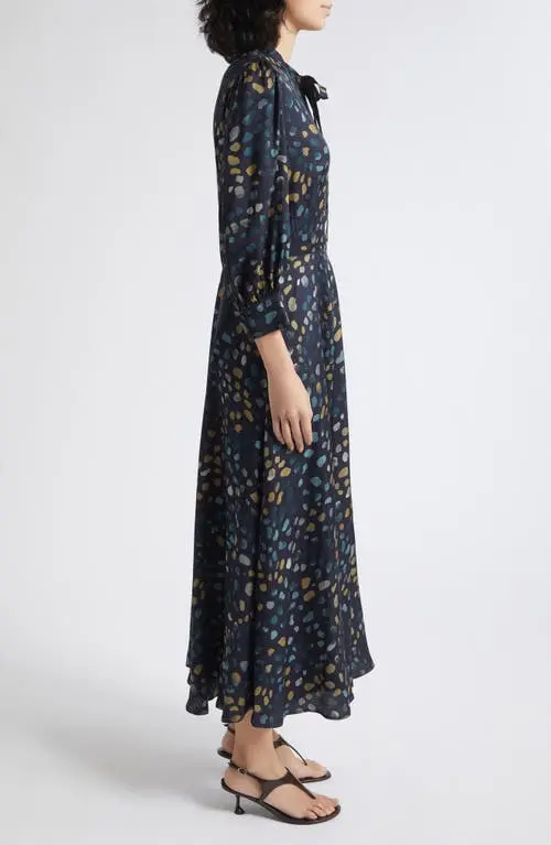 Marella Painted Spot Tie Neck Midi Dress