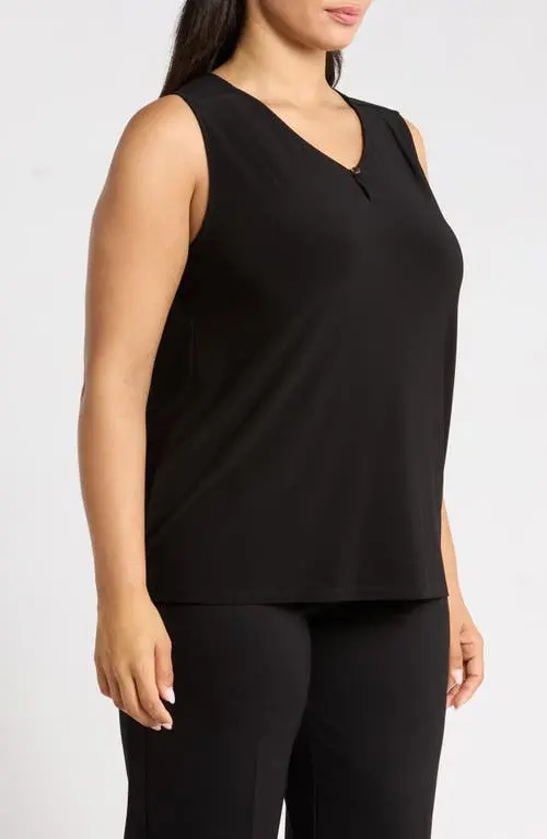 Anne Klein Pleat Neck Button Keyhole Top