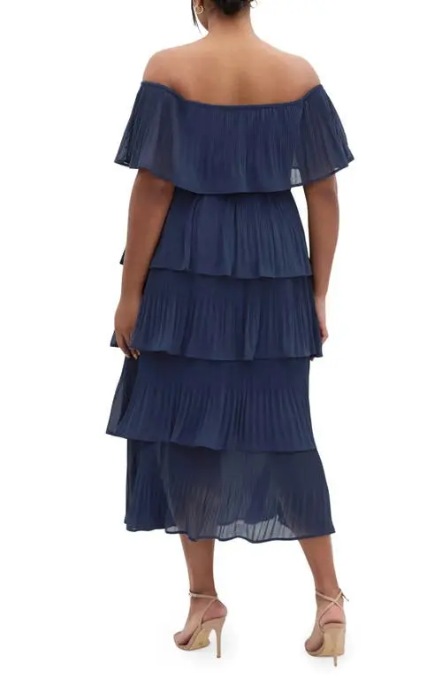 City Chic Pleated Tiered Maxi Dress