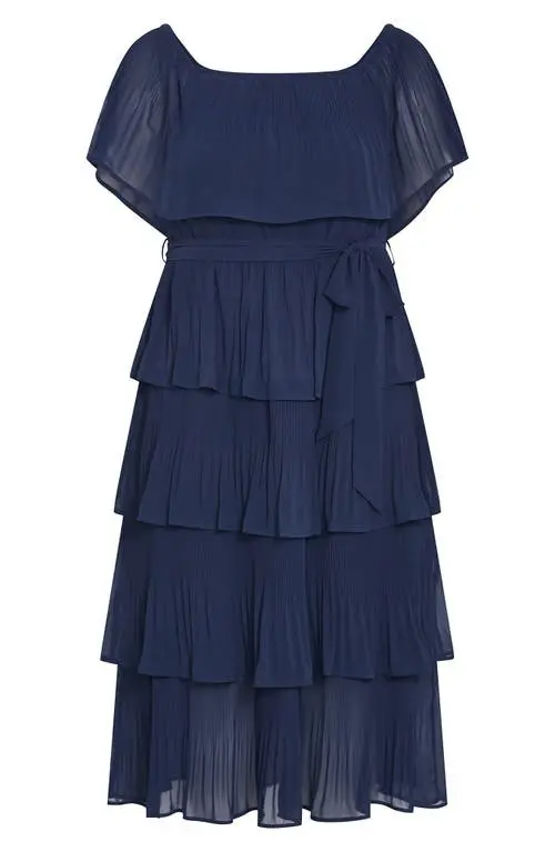 City Chic Pleated Tiered Maxi Dress