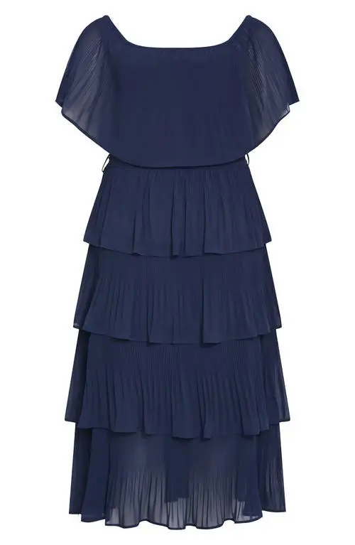 City Chic Pleated Tiered Maxi Dress