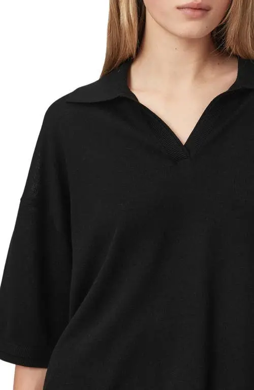 ALLSAINTS Bern Merino Wool Polo Shirt - Black