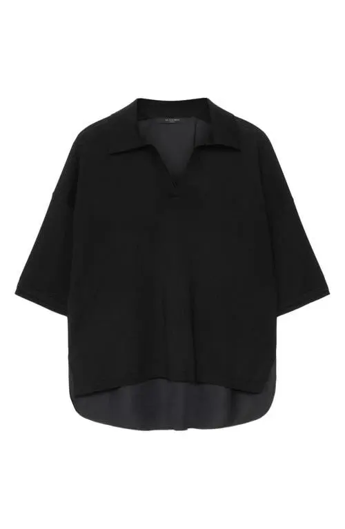 ALLSAINTS Bern Merino Wool Polo Shirt - Black