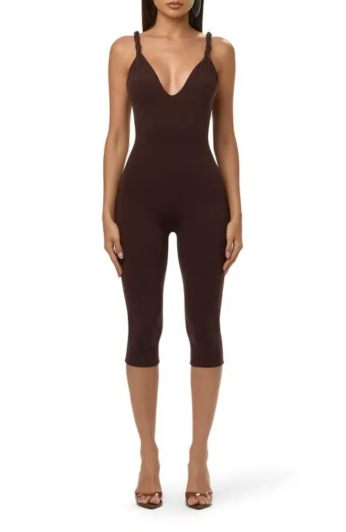 Naked Wardrobe Deep Plunge Capri Jumpsuit