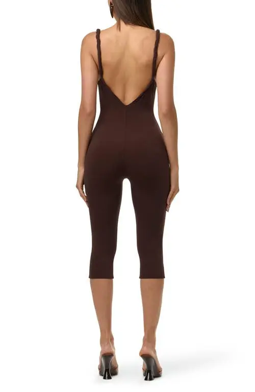 Naked Wardrobe Deep Plunge Capri Jumpsuit