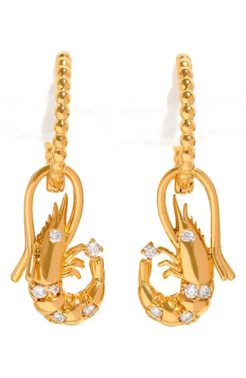 GIRLS CREW Shrimp Dangle Huggie Hoop Earrings - Gold