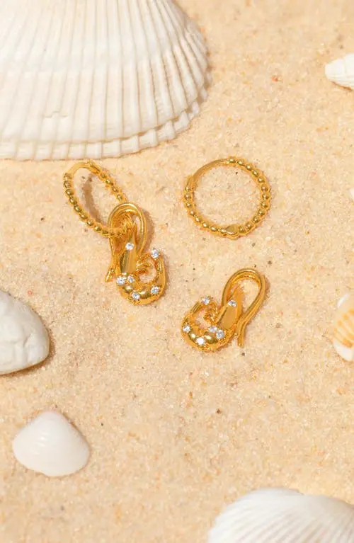 GIRLS CREW Shrimp Dangle Huggie Hoop Earrings