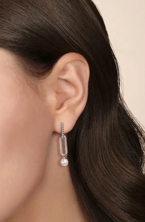 GABRIEL & CO. Pearl Drop Huggie Hoop Earrings