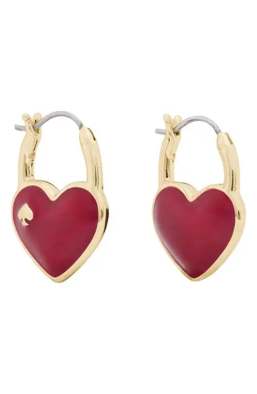 Kate Spade New York Heart Spade Huggie Hoop Earrings - Red