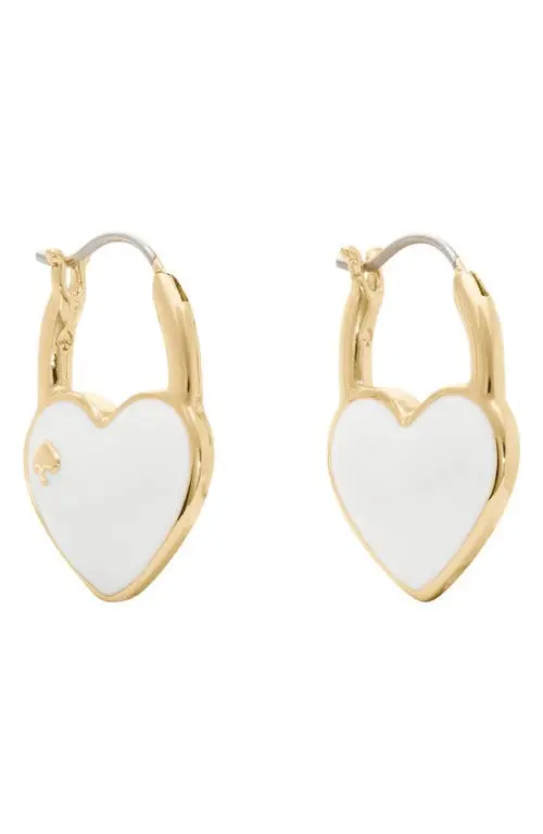 Kate Spade New York Heart Spade Huggie Hoop Earrings - White