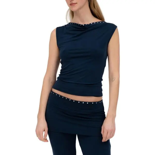 FIND ME NOW Brisa Studded Cowl Neck Top