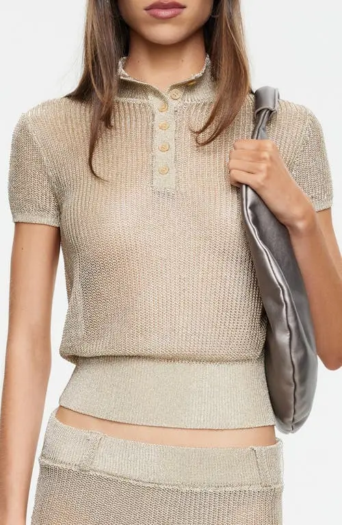 Lioness Matcha Knit Polo Tee - Gold