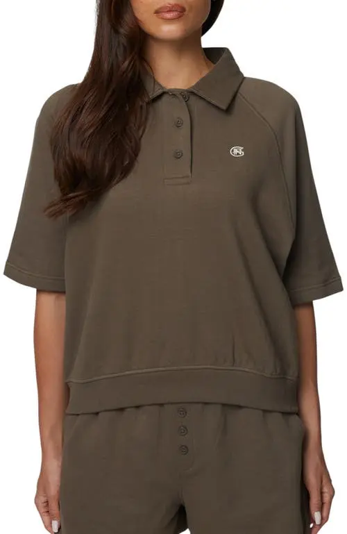 GOOD FOR NOTHING Boxy-fit Raglan Sweat Polo - Brown