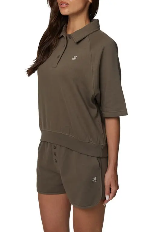 GOOD FOR NOTHING Boxy-fit Raglan Sweat Polo - Brown