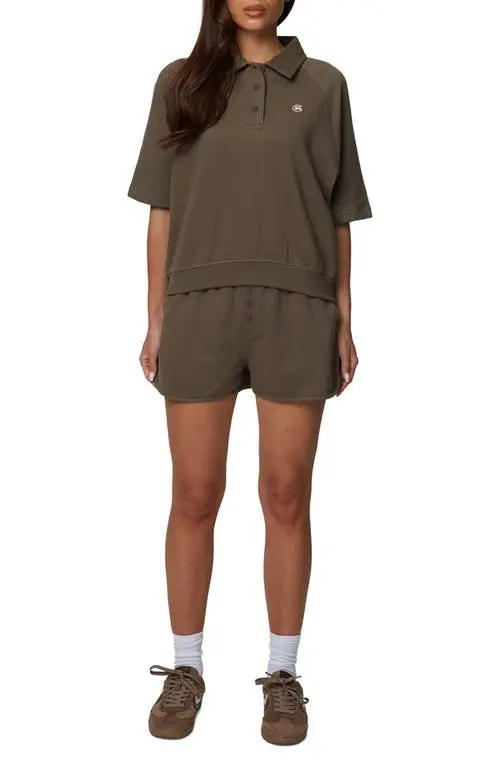 GOOD FOR NOTHING Boxy-fit Raglan Sweat Polo - Brown