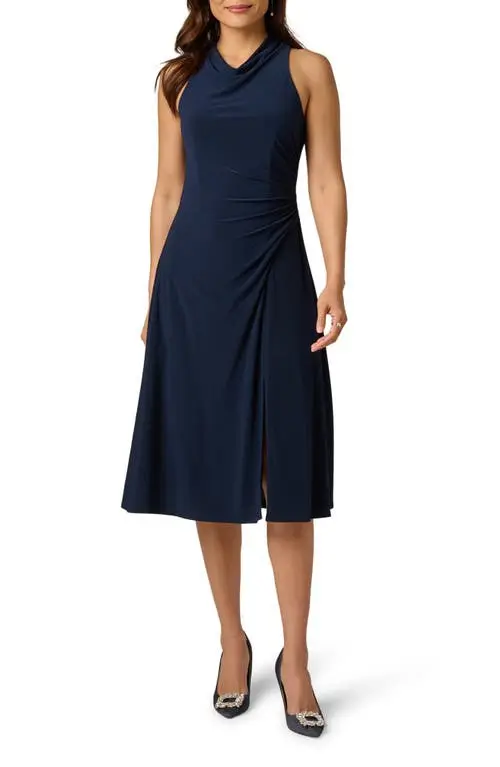 Adrianna Papell Cowl Neck Jersey Midi Dress - Midnight