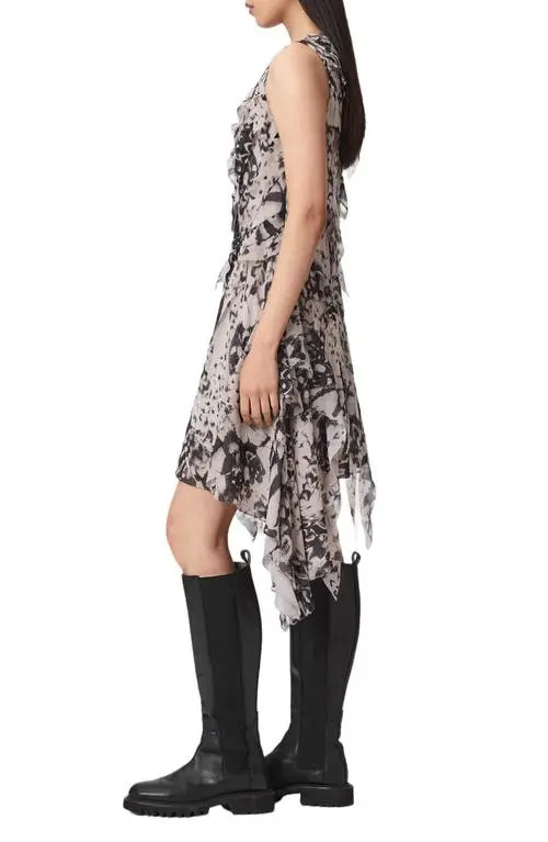 ALLSAINTS Angie Asymmetric Ruffle Dress