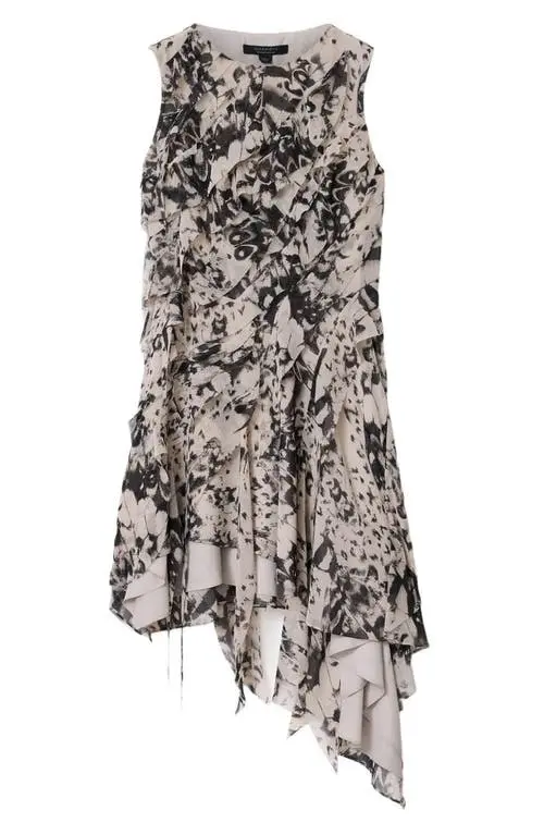 ALLSAINTS Angie Asymmetric Ruffle Dress