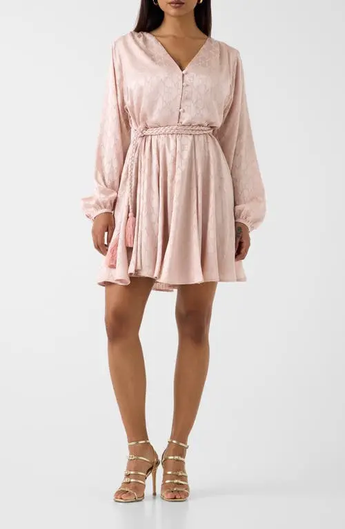 MARCIANO Hadil Logo Monogram V-neck Minidress - Medium Pink