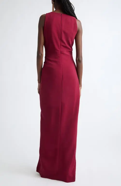 Oscar De La Renta Draped Gown With Thigh-high Slit