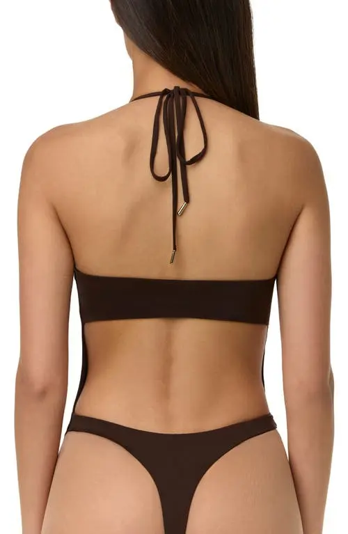Naked Wardrobe Halter Deep V-neck Bodysuit