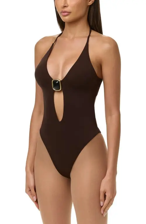 Naked Wardrobe Halter Deep V-neck Bodysuit