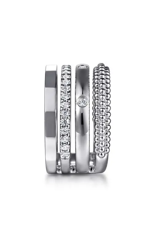 GABRIEL & CO. Bujukan White Sapphire Stack Ring