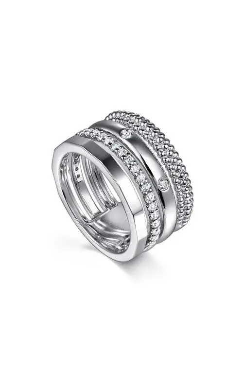 GABRIEL & CO. Bujukan White Sapphire Stack Ring