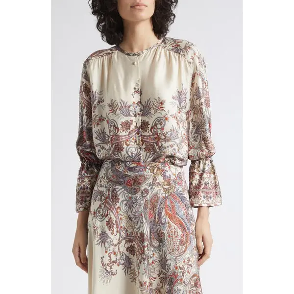 Marella Girino Paisley Print Viscose Shirt - Cream