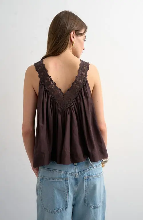 Topshop Deep V-neck Lace Trapeze Top
