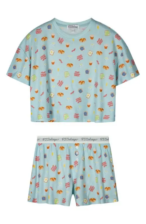 PJ Salvage Breakfast Print Pajama Set - Cool Blue