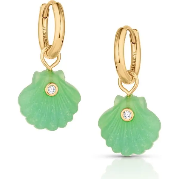 THATCH Coquille Drop Earrings With And Diamond Accent - Chrysoprase
