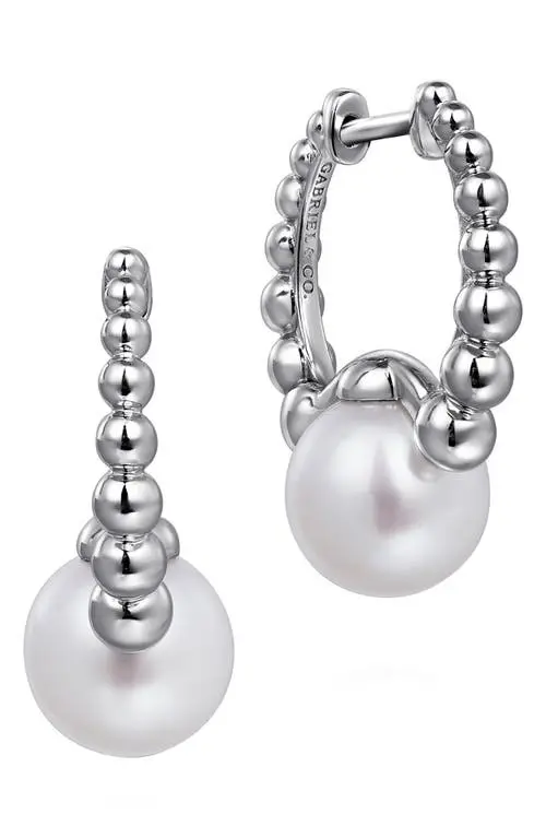 GABRIEL & CO. Bujukan Pearl Huggie Hoop Earrings - Sterling Silver