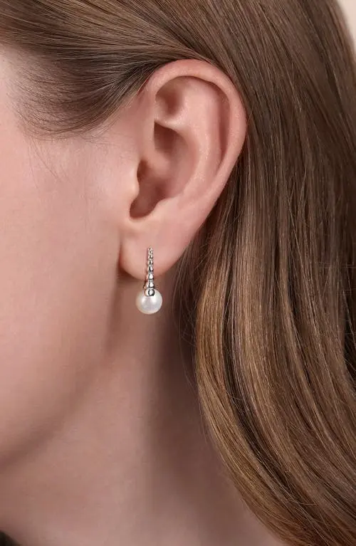 Gabriel & Co. Pearl Huggie Hoop Earrings