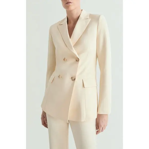SCALPERS Plain Double-breasted Blazer - Lightyellow