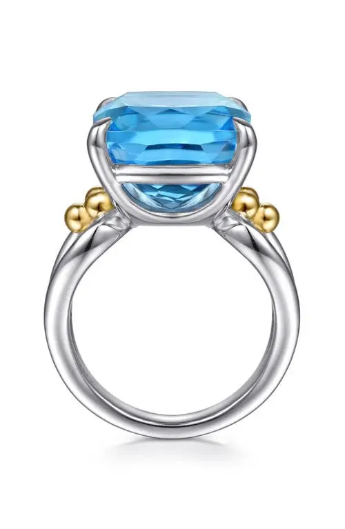 GABRIEL & CO. Cushion Blue Topaz Signet Ring