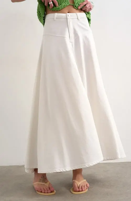 Topshop Denim Maxi Skirt - White