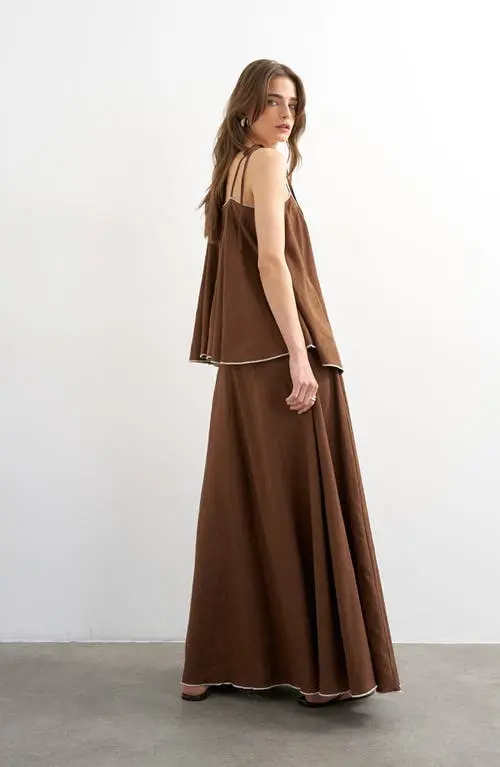 Topshop Linen Blend Maxi Skirt
