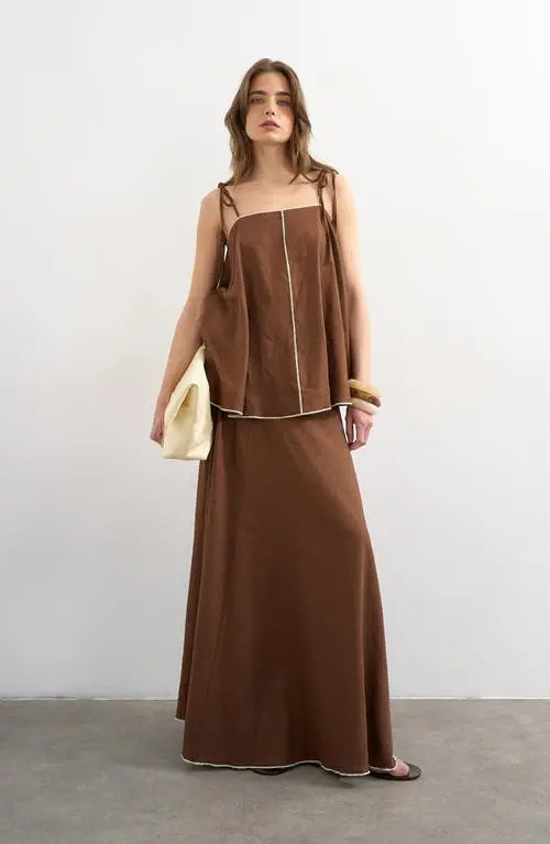 Topshop Linen Blend Maxi Skirt