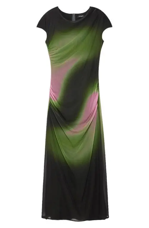Desigual Mesh Overlay Midi Dress