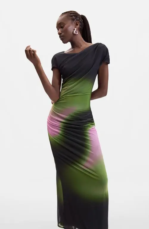 Desigual Mesh Overlay Midi Dress